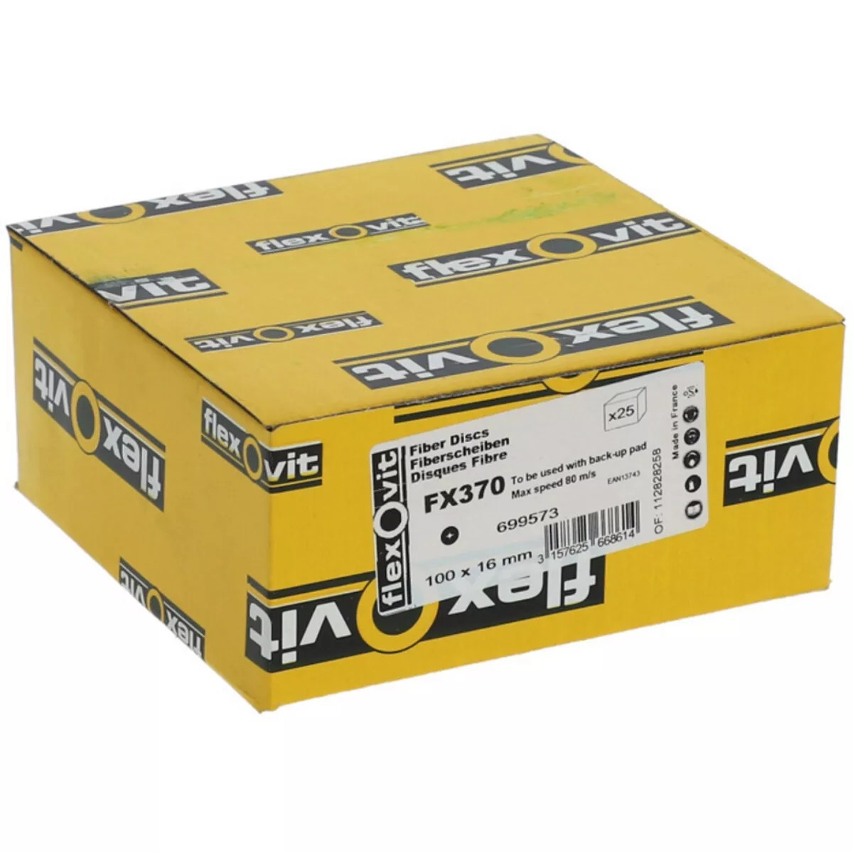 Flexovit Fiber Discs 100x16mm - PK25 - P36 - Refinish Hub